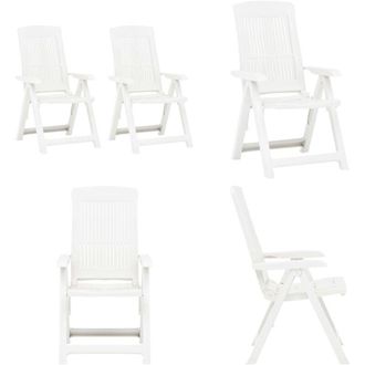 vidaXL Vidaxl - Chaises inclinables de jardin lot de 2 Plastique Blanc - Chaise De Jardin - Chaise Pliante - Mobilier De Jardin - Fauteuil De Jardin