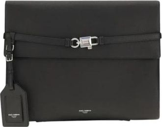 Dolce & Gabbana Logo-Verschluss Leder Clutch - - Bags - Herren - Schwarzk - ONE SIZE
