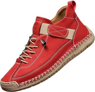Generic Baskets orthopédiques confortables, légères et respirantes pour femme, faites à la main, confortables, mocassins modernes à enfiler, rouge vin, 46.5 E