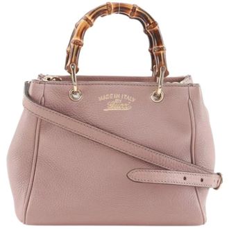 Gucci Sac 2way Mini Shopper Bamboo en Cuir de Veau doccasion - Femme - Pre-owned - Rose - Taille: ONE Size