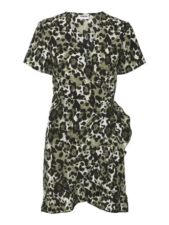 Noisy May Damen NMCLARA Bianca S/S WRAP Dress NOOS Kleid, Kalamata/AOP:Leo, X-Large