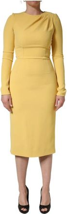 Dolce & Gabbana Femme, Robes, Jaune, Taille: 38 FR Robe fourreau midi