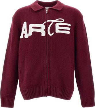 Arte Stencil Zip Cardigan - - Knitwear - Herren - Rot - S
