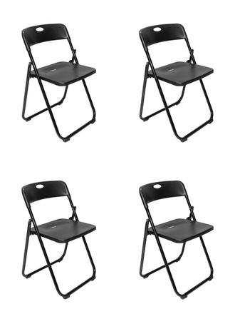 Aro Klappstuhl, 4er-Set Esszimmerst&uuml;hle, Stahlrahmen mit Polypropylen-Sitzfl&auml;che, 49 x 47 x 75 cm, 110 kg Tragkraft, Schwarz