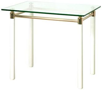 Haku Möbel Table dappoint doré, Blanc, Bois Massif, métal, Verre trempé - Dim.: L 60 cm x H 54 cm x P 50 cm, Style: Contemporary