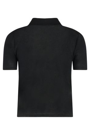 Moncler Womens Knitted Cotton-Blend Polo Shirt Black Tops
