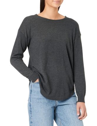 Only Damen Onlana Life Seawool L/S Detail KNT Pullover Sweater, Schwarz, S EU