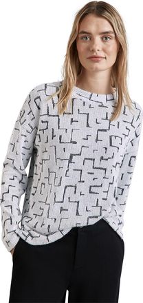 Street One Damen A322243 Flauschiges Shirt mit Print, Lucid White, 42