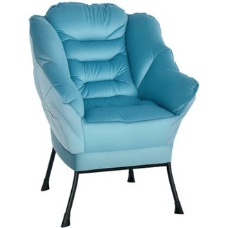 HOMCOM Homcom - Sessel Wohnzimmer Loungesessel Gepolstert Relaxsessel mit Seitentasche, Stahlbeine Polstersessel mit Samtoptik, Einzelsessel f&uuml;r