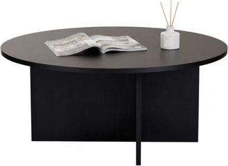 Dmora Couchtisch Simbario, rund, Tischplatte aus Schichtholz, schwarz, 90x90x40h cm