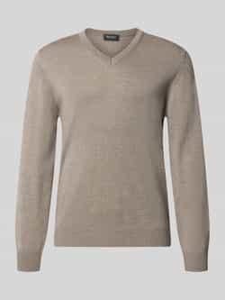 Maerz Regular Fit Strickpullover aus reiner Schurwolle mit V-Ausschnitt