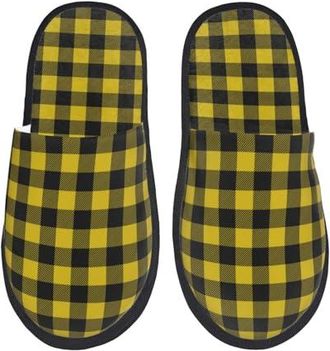 Generic Pantoufles DH&ocirc;tel Carreaux De Buffle Jaunes Classiques Chaud Pantoufles En Coton Doux Chaussons Maison Pour H&ocirc;tel Chambre Spa L