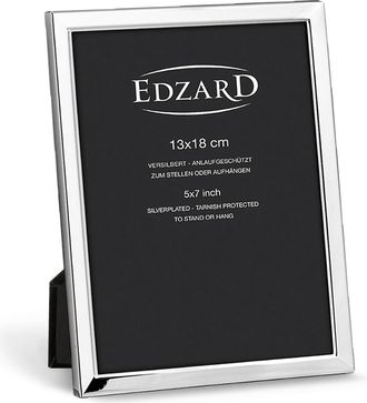 Edzard Bilderrahmen Bergamo für Foto 13 x 18 cm, edel versilbert, anlaufgeschützt, mit Samtrücken, mit 2 Aufhängern, Fotorahmen zum Stellen oder Hängen