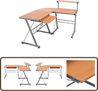 vidaXL Bureau dordinateur dangle Marron 132x112x99cm Bois ingénierie - Bureau Dordinateur - Bureau Angle - Bureau Design - Meuble De Bureau - Bureau