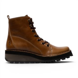 FLY London Damen-Tan-Leder-Schn&uuml;rstiefel - HAZI147