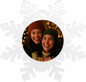 Indigos UG Indigos UG - Acrylglas zum selbst gestalten Schneeflocke transparent 1x 7,5cm - Anh&auml;nger mit Foto personalisiert transparent f&uuml;r Weihnachtsbaum Fenste