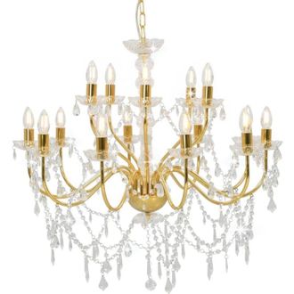 vidaXL Vidaxl - Lustre 2 couches Doré 15 ampoules E14