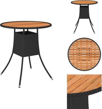 vidaXL Vidaxl - Table &agrave; d&icirc;ner de jardin Noir &oslash; 70 cm R&eacute;sine tress&eacute;e et acacia - Table De Jardin - Table &agrave; Manger Ext&eacute;rieur - Mobilier De Jardin - Table