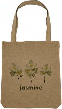 Fabulous Sac Shopping Tote Bag Aspect Lin - Jasmine Chic Nature Flowers Minimalist - Sac de Courses Toile Epaisse 360g Beige Naturel Cabas Port&eacute; Epaule Solide 