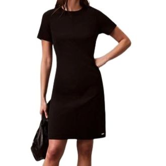 Calvin Klein Femme, Robes, Noir, Taille: 36 FR Robe Courte Stretch Cr&ecirc;pe &agrave; Manches Courtes