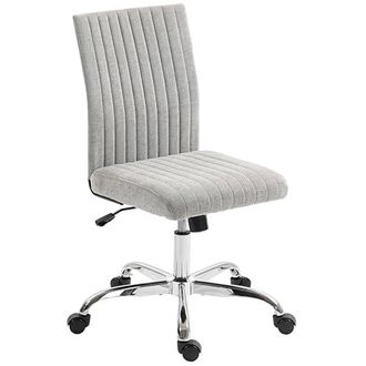 HOMCOM Chaise de Bureau sans accoudoir avec Hauteur r&eacute;glable et si&egrave;ge pivotant, Chaise de Bureau Ergonomique avec roulettes et rev&ecirc;tement en Tissu, Gris