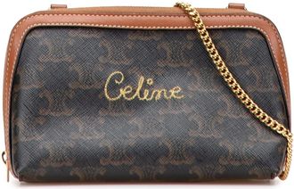 Celine Hobo Bags - Triomphe Coated Canvas Embroidered Logo Clutch On - Gr. unisize - in Braun - f&uuml;r Damen