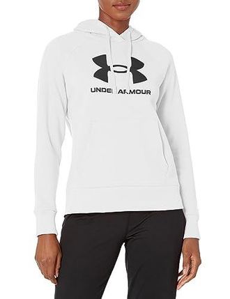 Under Armour Womens Rival Fleece Big Logo Hoodie, (100) White / / Black, X-Small