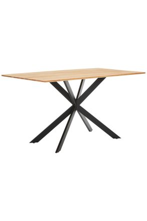 Novel Esstisch, Holz, Metall, Eiche, vollmassiv, rechteckig, X-Form, 80x75x140 cm, in verschiedenen Größen erhältlich, Esszimmer, Tische, Esstische