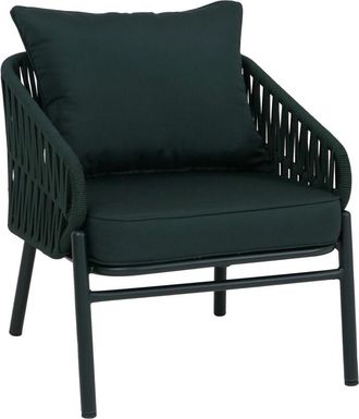Hhg [NEUWERTIG] Aluminium-Gartenstuhl HHG-216, Loungestuhl Sessel Outdoor, Seilgeflecht Rope Stoff/Textil (180g/m&sup2;) gr&uuml;n