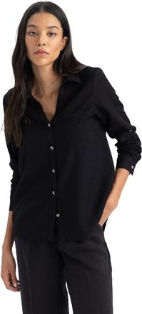 DeFacto Damen Shirt - Langarm Longshirt - Bequeme Tops für Damen -Lässiges Langarmshirt Regular Fit Shirt Neck