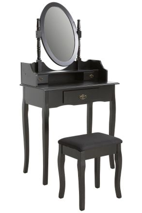 Landscape Schminktisch, Schwarz, Metall, massiv, 3 Schubladen, rechteckig, eckig, 76x146x40 cm, Schlafzimmer, Schminktische