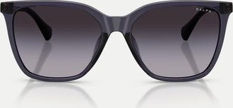 Ralph Lauren quadratische Sonnenbrille mit violettem Glas in gl&auml;nzend transparentem Violett-Lila