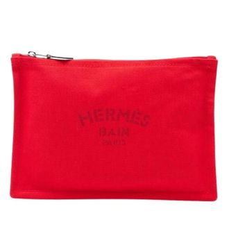 Herm&egrave;s Pre-owned Canvas Pouch - - Pre-owned - Damen - Rot - ONE SIZE