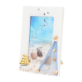 Holibanna Nautischer Holz Fotorahmen mit Muscheln Vertikaler Bilderrahmen f&uuml;r f&uuml;r Schlafzimmer und Wohnzimmer Sch&uuml;tzt Ihre Besonderen Erinnerungen und Verleiht 