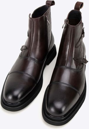 Wittchen Herren-Chelsea-Boots aus Leder mit Krokodilleder-Eins&auml;tzen, Braun