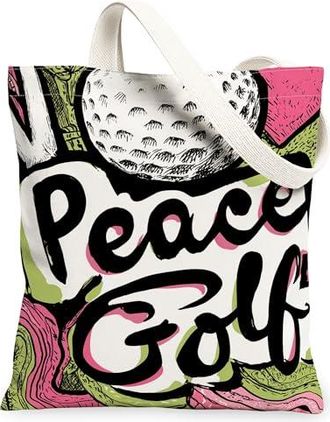 Generic Sacs fourre-tout en toile de golf, motif artistique sportif, sacs d&eacute;picerie r&eacute;utilisables, amusants d&eacute;t&eacute;, l&eacute;gers et lavables en toile pour T, multicol