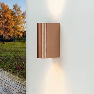 Licht-Erlebnisse Up Down luminaire ext&eacute;rieur, applique murale GU10, lampe ext&eacute;rieure maison, en cuivre, IP44, L:6,8 cm, jardin, entr&eacute;e, terrasse, balcon, applique ext&eacute;