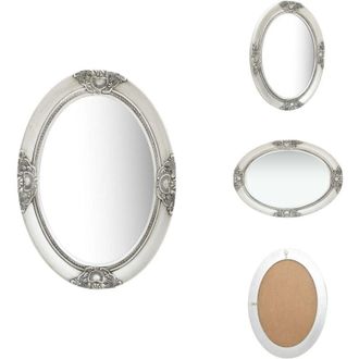 vidaXL Vidaxl - Miroir mural style baroque 50x70 cm Argent&eacute; - Miroir Mural - Miroir Baroque - Miroir Oval - D&eacute;coration Murale - Miroir Vintage