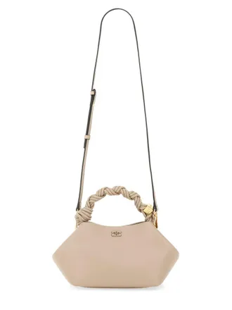 Ganni Recycled Leather Top Handle Bag - Beige