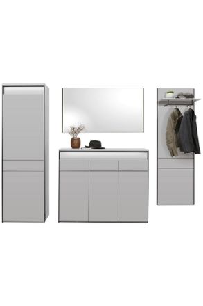Voleo Garderobe Zaya, Schwarz, Beige, Holzwerkstoff, 4-teilig, 373x200x38 cm, Garderobe, Garderoben-Sets & Serien, Garderoben-Sets