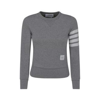 Thom Browne Ikonic Baumwoll Sweatshirt mit Arm B&auml;ndern - - Sweatshirts & Hoodies - Damen - Grau - S
