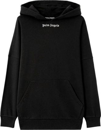 Palm Angels Logo Cotton Hoodie - - Sweatshirts & Hoodies - Herren - Schwarzk - L