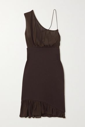 Frame Denim + Julia Sarr-jamois Asymmetrisches, R&uuml;ckenfreies Minikleid Aus Jersey - Braun