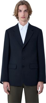 Dries Van Noten Homme, Vestes, Noir, Taille: XL Single-Breasted Wool Blazer