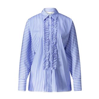 Caliban Chemisier ray&eacute; - Femme - Blouses et Chemises - Bleu - Taille: 40 FR
