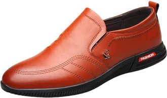 Generic Chaussures daffaires classiques en cuir pour homme sans lacets - Mocassins &agrave; enfiler - Bout uni - Chaussures plates basses - Antid&eacute;rapantes - Pour &eacute;v&eacute;