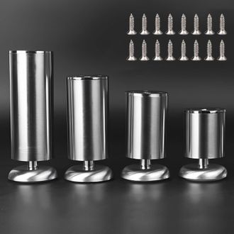 Generic Schwerlast Bettbeine F&uuml;r DIY-M&ouml;bel, 4er-Pack - Stellf&uuml;&szlig;e Edelstahl Sofaf&uuml;&szlig;e F&uuml;r Ottomane - Einfache Montage Mit Nivellierf&uuml;&szlig;en(20cm/7.8in)