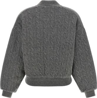 Polo Ralph Lauren Braided Knit Bomber Jacket - Gray