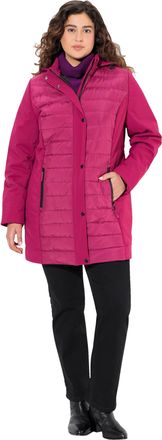 Ulla Popken Damen gro&szlig;e Gr&ouml;&szlig;en &Uuml;bergr&ouml;&szlig;en Plus Size HYPRAR Hybridjacke, Stepp/Softshell, Stehkragen, Kapuze Rubin 50+ 833334540-50+