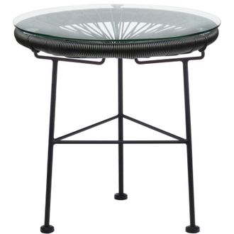 Sklum Sklum - Runder Garten-Beistelltisch Ø45 cm aus Stahl und Kunstgeflecht Acapulco Schwarz